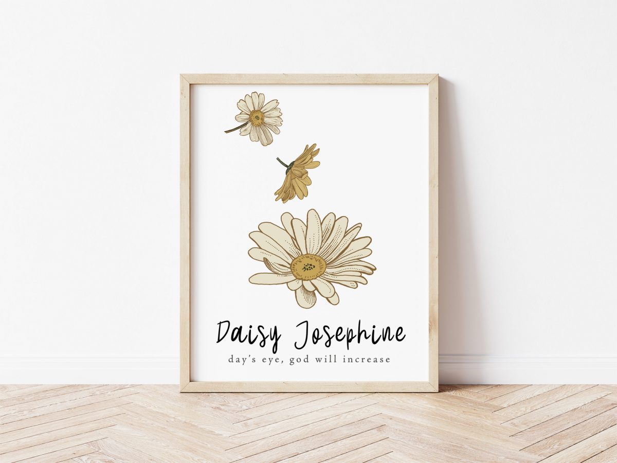 Boho Daisy Personalised Wall Print – Ginger & Holly